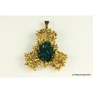 Gilson Emerald and Diamond Convertible Brooch Pendant - Brooches ...