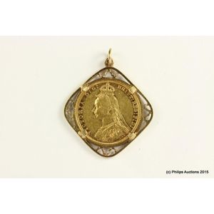 Antique or vintage pendant with gold sovereign coin - price guide and ...