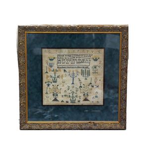 Victorian Sampler in Modern Frame - Samplers - Textiles & Fabrics