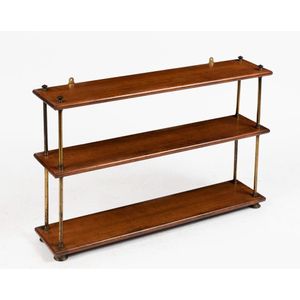 Oak Campaign Bookcase with Brass Pillars - Bookcases - Furniture
