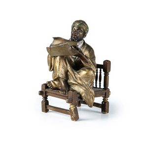 Cold Painted Bronze Arab Scribe Figure - Figures/Groups - Sculpture ...