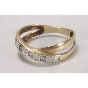 Diamond and Blue Topaz Twin Band Ring - Rings - Jewellery
