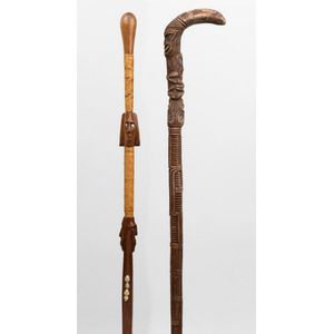 Vintage carved wooden Maori tokotoko (walking sticks) - price guide and ...