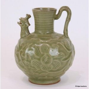 Yaozhou Ware Celadon Ewer with Peony Scroll Frieze - Ceramics - Chinese ...