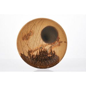 Abstract Wood Fired Stoneware Charger by Milton Moon, Signed - Moon ...