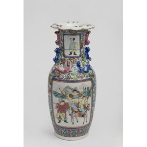 Famille Rose Canton Ware Vase, Republic Period, 20th Century - Ceramics ...