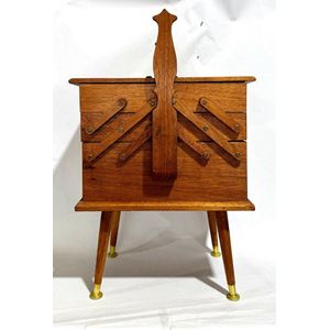 Vintage Concertina Timber Sewing Box: Antique Storage for Craft ...