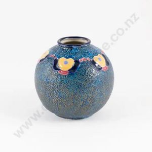 Czechoslovakian Amphora Spherical Vase with Floral Border - Amphora ...