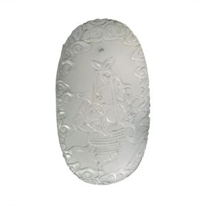 White Jade Peaches Pendant from Late Qing Dynasty - Jade - Oriental