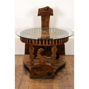 Chinese Carved Glass Top Coffee Table - Furniture - Oriental