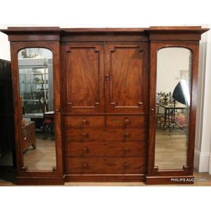 Victorian Flame Mahogany Mirrored Robe - Chests of Drawers - Furniture