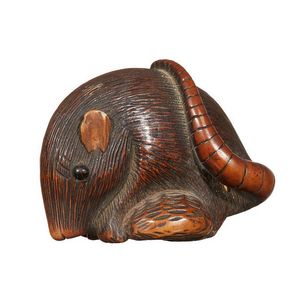 Edo Period Mouse Netsuke with Horn Inlay - Netsuke - Oriental