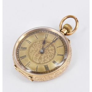 Engraved 14k Gold Fob Watch with Roman Numerals - Watches - Pocket ...