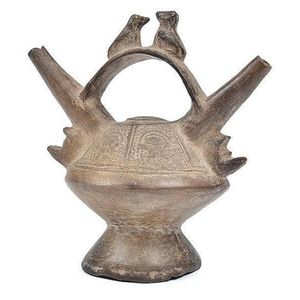 Pre-Columbian Double Spout Pottery Vessel from Peru - Zother - Antiquities