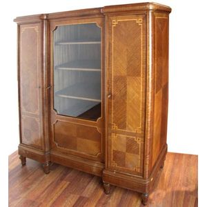 French Walnut Library with Glazed and Panel Doors - Bookcases - Furniture