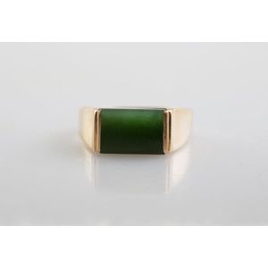 Greenstone Panel Ring with Rub-Over Edges - Rings - Jewellery