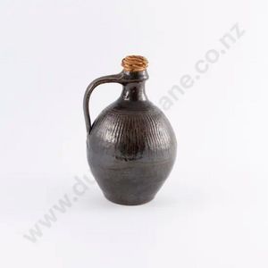 Mirek Smisek Flagon with Original Stopper, Umber Salt Glazed Stoneware ...