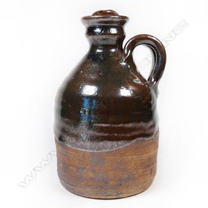 Tenmoku Glazed Stoppered Flagon with Potter's Mark, Small Size - New ...