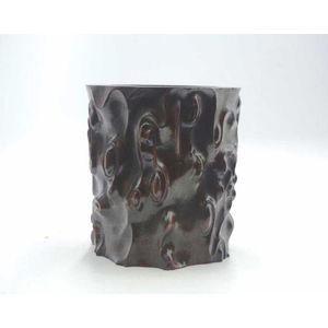 Chinese Carved Wood Brush Pot with Natural Form Decoration - Ceramics ...