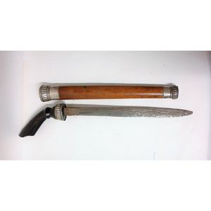 Indonesian Badik Knife with Silver Fittings and Scabbard - Edged ...