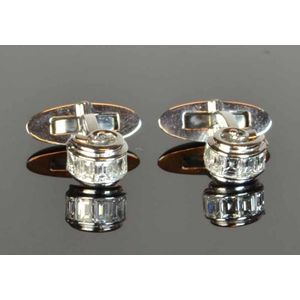 Diamond Platinum Ladies Cufflinks Set - Cufflinks & Studs - Jewellery