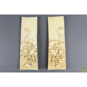 Ivory Chinese Floral and Landscape Carvings - Ivory - Oriental