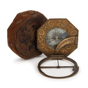 18th Century Augsburg Equinoctial Pocket Sundial in Original Case ...