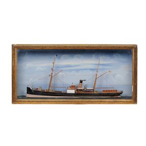 Antique Waterline Model of Steamship 'Alexandria' in Diorama Case ...