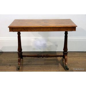 Victorian Walnut Stretcher-Based Side Table, 19th Century, Brass ...