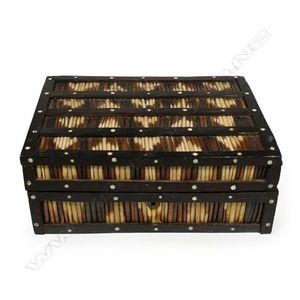 Porcupine Quill Box with Bone Inlay and Mirror Interior - Boxes ...