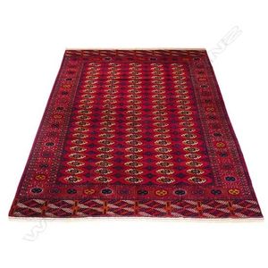 Vintage Hand-Knotted Persian Bukhara Carpet with Geometric Medallions ...