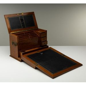 Antique Silky Oak Writing Slope and Compendium with Brass - Boxes ...
