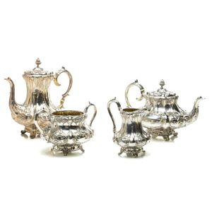 Victorian Sterling Silver Tea Service with Matching Plated Coffee Pot ...