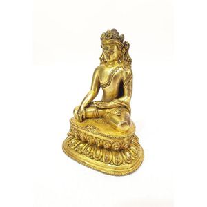 Tibetan Gilt Copper Alloy Buddha Figure on Lotus Base - Zother - Oriental