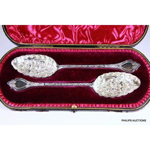 Victorian Berry Spoons with Repousse and Chasing Design - Flatware ...