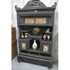 Chinese Ivory and Gold Display Cabinet - Furniture - Oriental