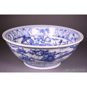 Chinese Ming-style Blue and White Landscape Bowl - Ceramics - Chinese ...