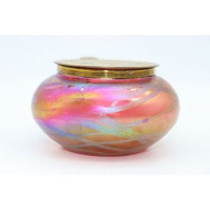 Iridescent Swirled Glass Trinket Box with Cherry Blossom Lid - European ...