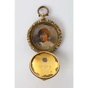 Miniature Portrait of Young Girl in Gold Locket Frame - Pendants ...