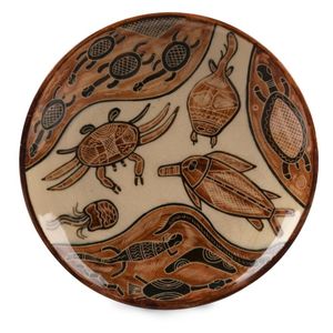 Carl Cooper Australian Pottery Dish with Aboriginal Animal Designs ...