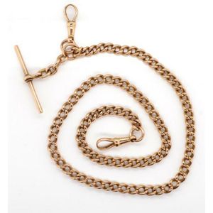 Antique 9ct Rose Gold Fob Chain with T-Bar - Necklace/Chain - Jewellery