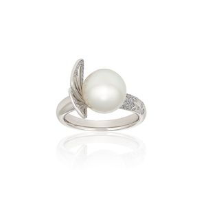 Paspaley Platinum Diamond South Sea Pearl Flutter Ring - Rings - Jewellery