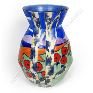 Art Deco Wilkinson Tahiti Vase with Poppy Pattern, Signed - Wilkinson ...