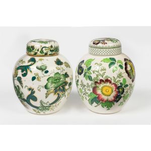 Pair of Masons Ironstone Ginger Jars in Chartreuse & Paynsley - Masons ...