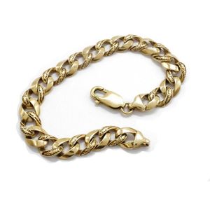 9ct Yellow Gold Fancy Curb Chain Bracelet, 23g, 9mm, 20cm - Bracelets ...