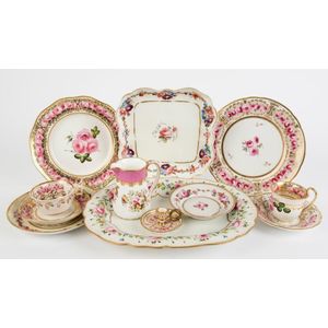 English Pink Rose Patterned Porcelain Tea Ware and Serving Dishes ...