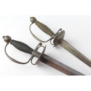 18th Century Court Swords (2) with Engravings and Armorial - Edged ...