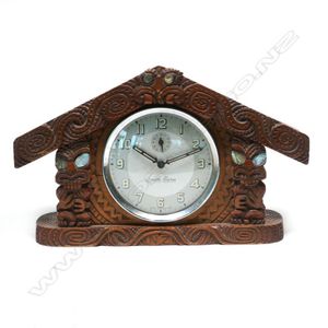 Maori Carved Mantle Clock with Paua Inserts - Clocks - Mantle and Shelf ...