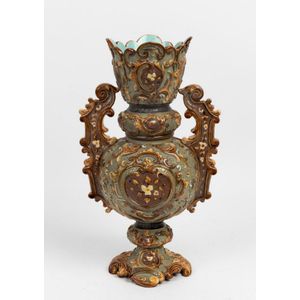 Opulent Majolica Vase by Wilhelm Schiller & Son - Majolica, unmarked ...