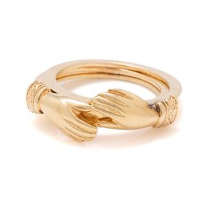 14ct Gold Claddagh Ring with Hinged Bands, Size S-T - Rings - Jewellery